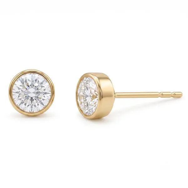 Zahav Jewelry 14k Solid 6mm Round Cut Cz Stud Earrings
