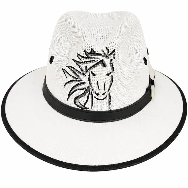 BELLA SOUL Spirit Of The Horse Painted Jute Fedora - White