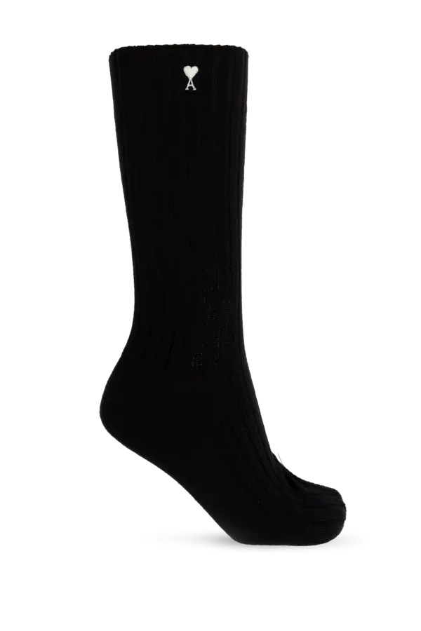 AMI Paris Three-pack Ribbed Crew Socks With Embroidered Heart Detail