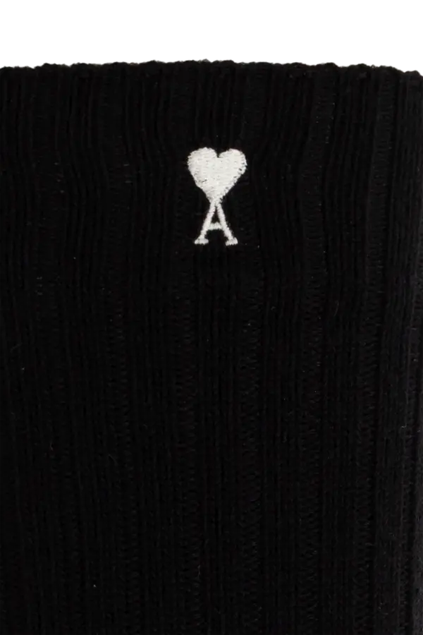 AMI Paris Three-pack Ribbed Crew Socks With Embroidered Heart Detail