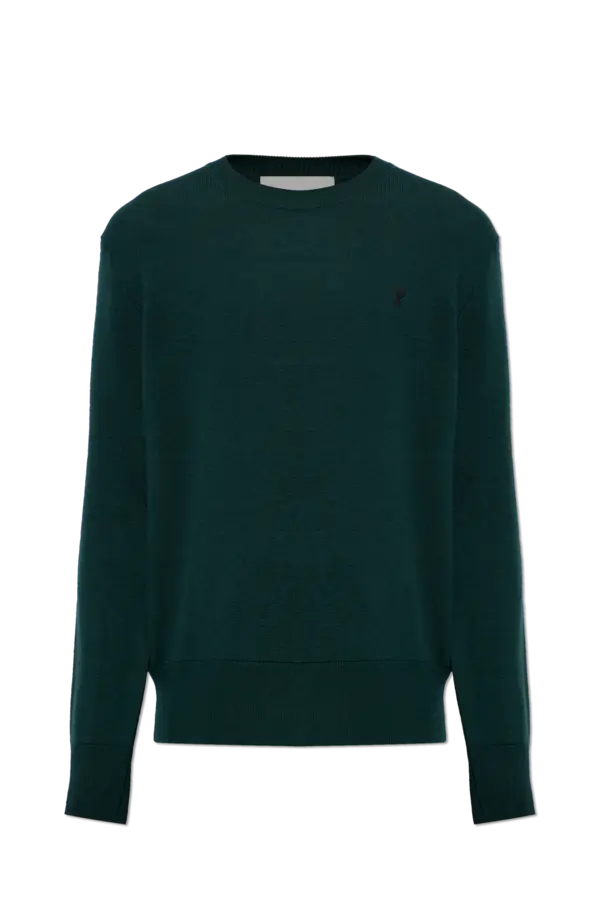 AMI Paris Wool Sweater With Embroidered Logo
