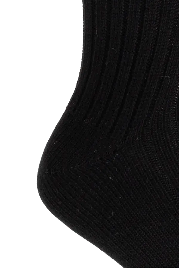 AMI Paris Ribbed Crew Socks With Embroidered Logo