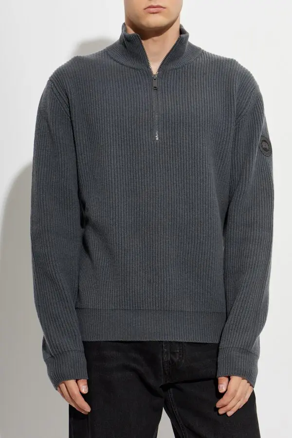 Canada Goose Mckinney Ribbed Wool Quarter Zip Sweater