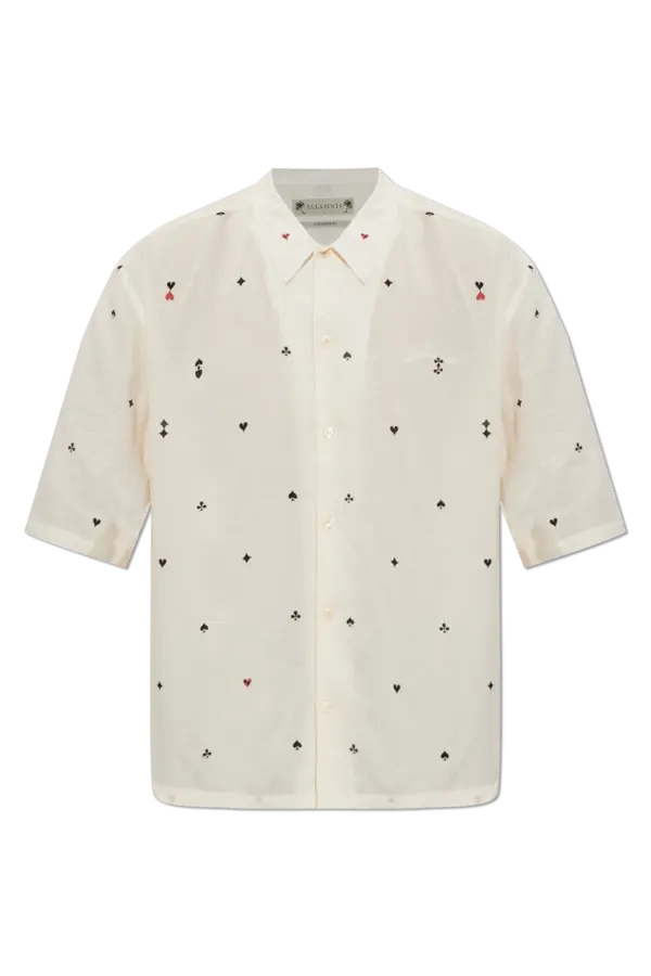 ALLSAINTS Cardsuit' Embroidered Linen Blend Shirt