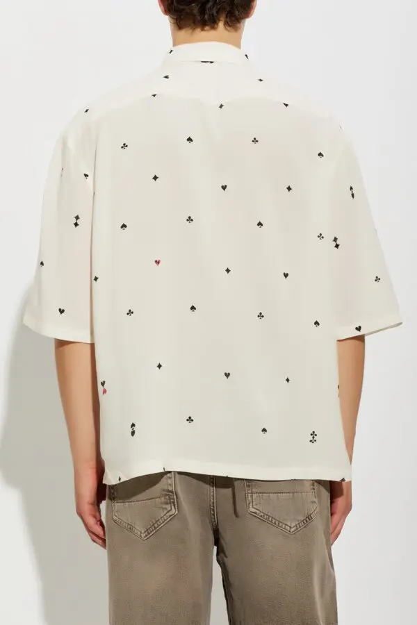ALLSAINTS Cardsuit' Embroidered Linen Blend Shirt