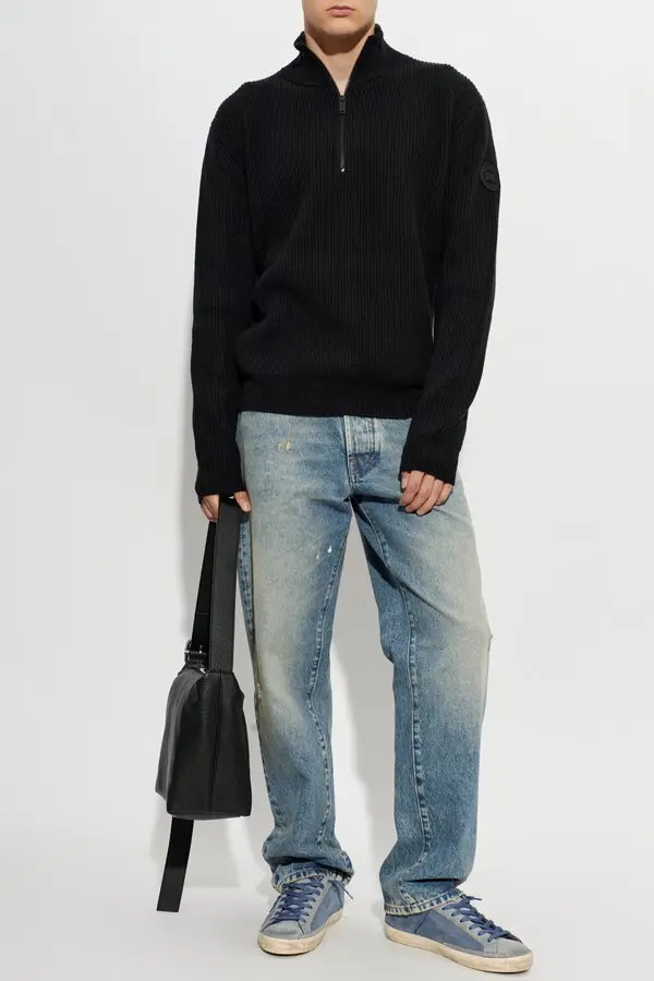 Canada Goose Mckinney" Quarter Zip Ribbed Wool Sweater
