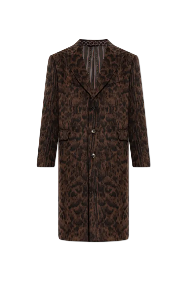 Etro Animal Print Wool Blend Coat