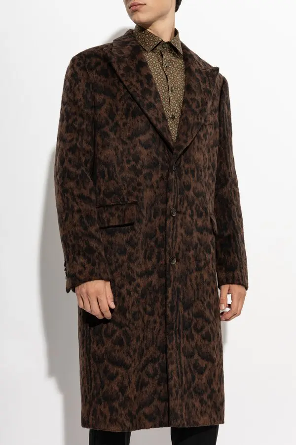 Etro Animal Print Wool Blend Coat