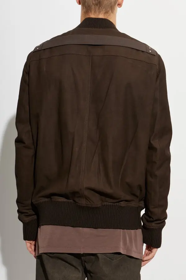 Rick Owens Leather Bomber Jacket With Zip Details