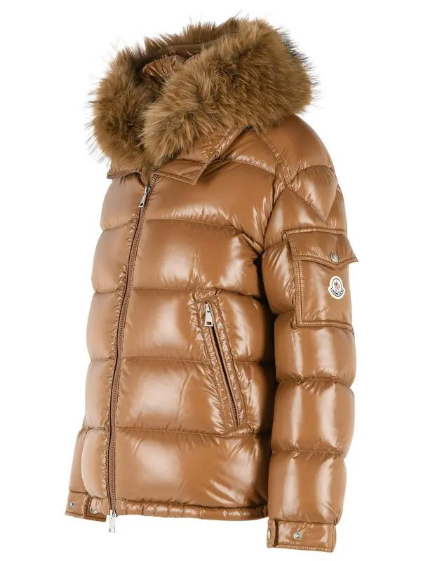 Moncler Hypolais Short Down Jacket With Detachable Textured Accent
