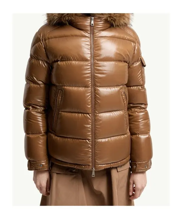 Moncler Hypolais Short Down Jacket With Detachable Textured Accent