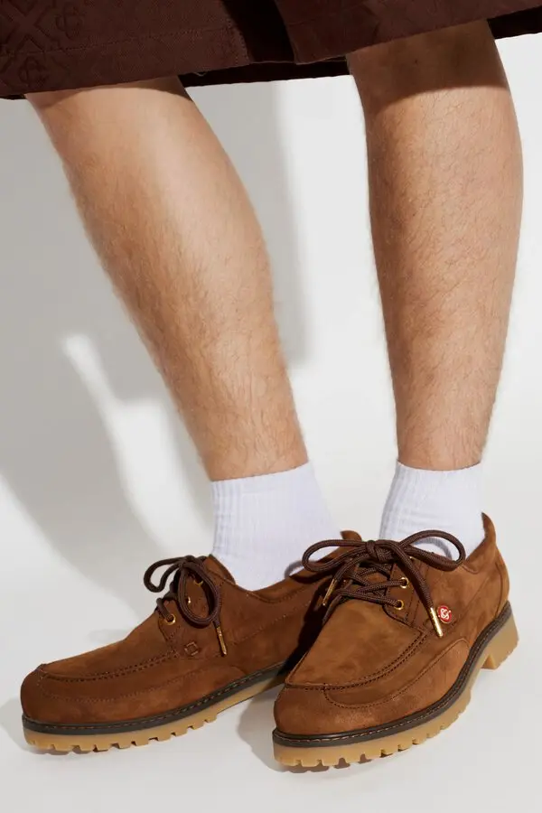 Casablanca Suede Lace-up Shoes With Embossed Logo Detail