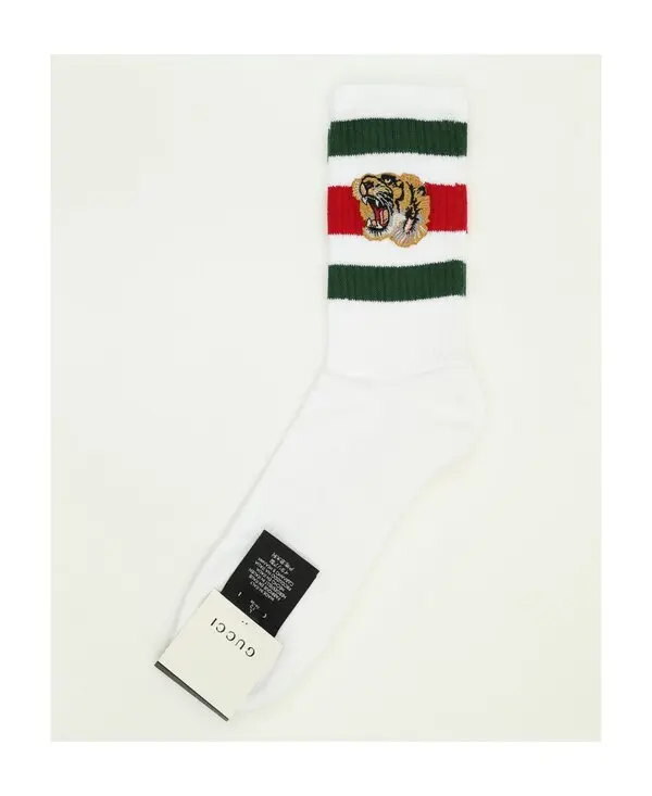 Gucci Tiger Embroidered Striped Socks