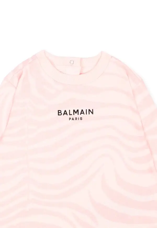 Balmain Zebra Print Long Sleeve Sweatshirt