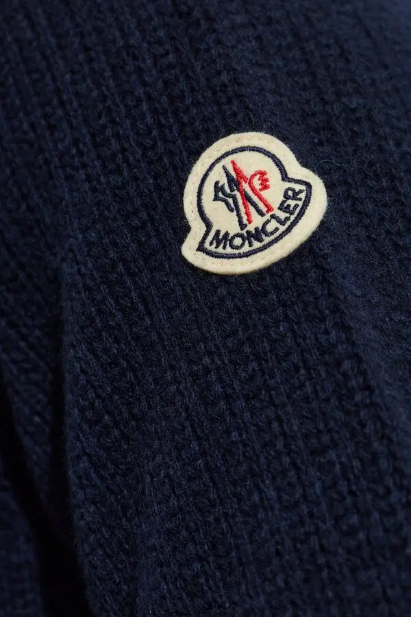 Moncler Wool And Cashmere Blend Cardigan - Navy Blue