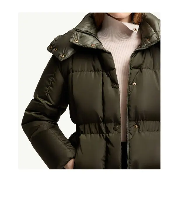 Moncler Agneux Belted Down Jacket - Dark Green