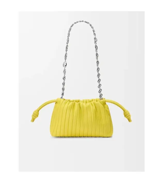Loewe Mini Flamenco Pleats Purse In Nappa Lambskin - Lemon