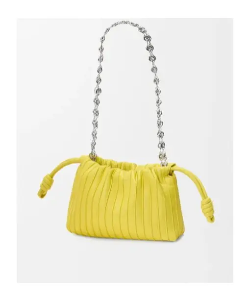 Loewe Mini Flamenco Pleats Purse In Nappa Lambskin - Lemon