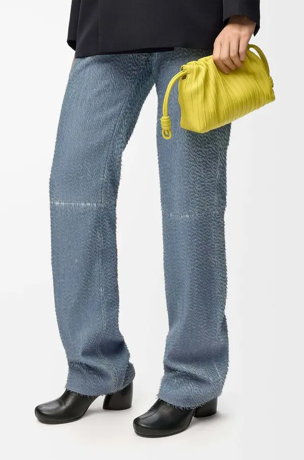 Loewe Mini Flamenco Pleats Purse In Nappa Lambskin - Lemon