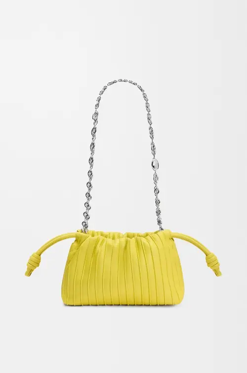 Loewe Mini Flamenco Pleats Purse In Nappa Lambskin - Lemon
