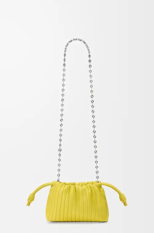 Loewe Mini Flamenco Pleats Purse In Nappa Lambskin - Lemon
