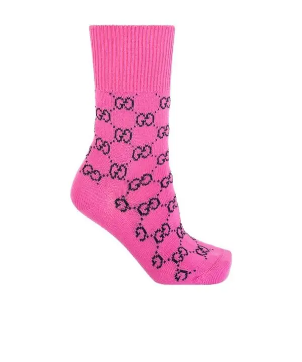 Gucci Monogram Intarsia Knit Socks - Pink