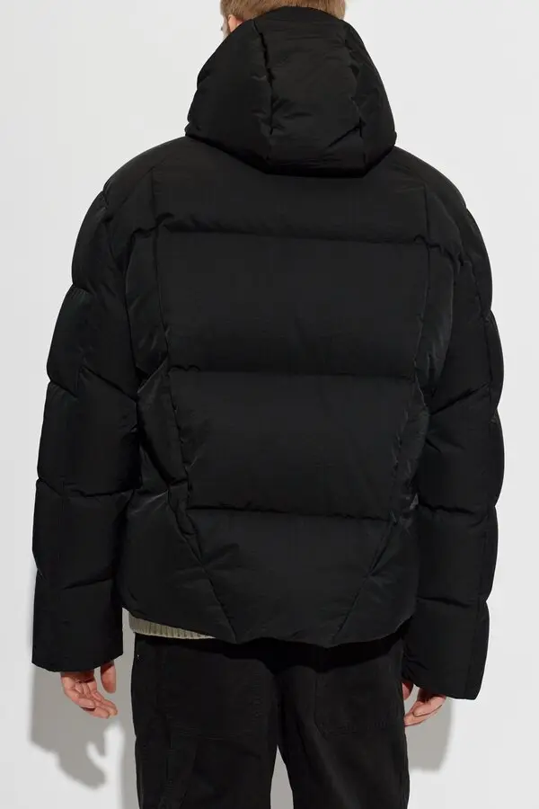 Off-White Zip-up Hooded Puffer Jacket With Embroidered Logo