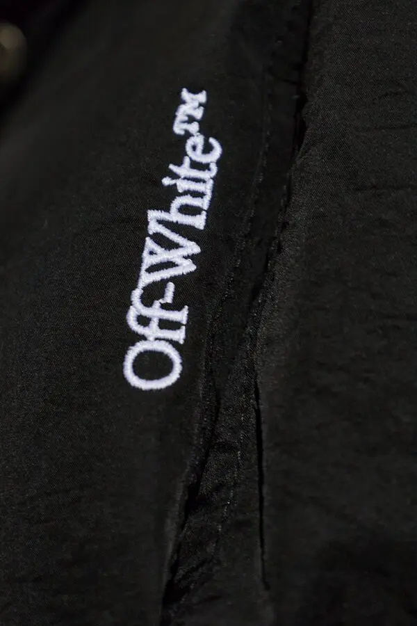 Off-White Zip-up Hooded Puffer Jacket With Embroidered Logo