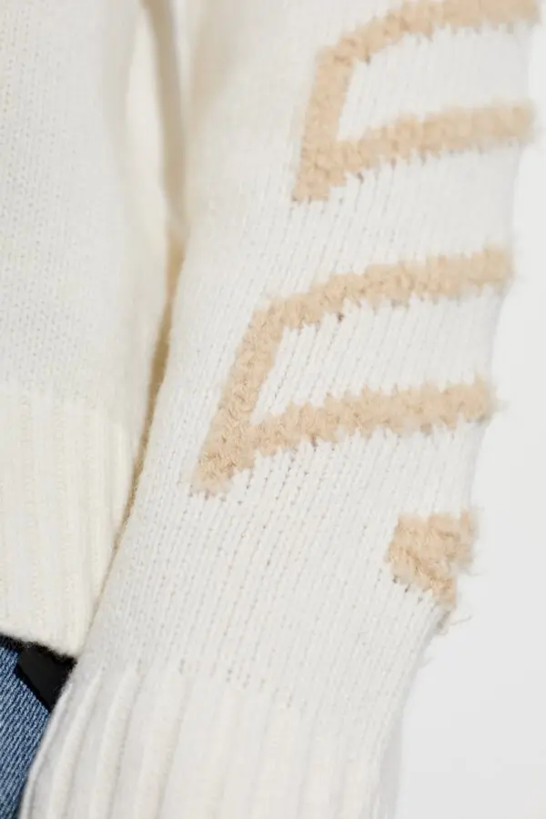 Off-White Wool Sweater With Diagonal Stripes