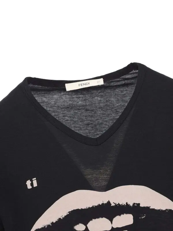 Fendi Ti Amo" Print V-neck T-shirt