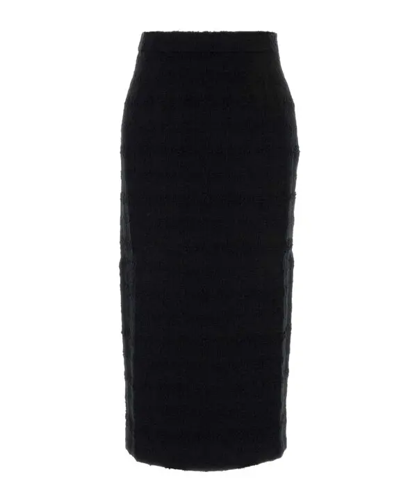 Alessandra Rich Checked Tweed Midi Skirt