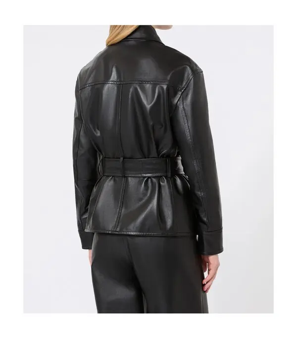 Max Mara Long-sleeved Leather Jacket