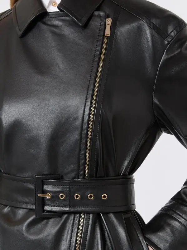 Max Mara Long-sleeved Leather Jacket