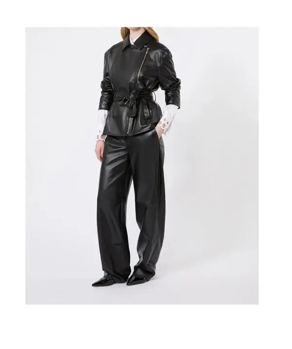 Max Mara Long-sleeved Leather Jacket