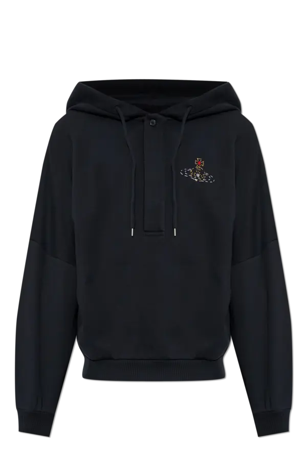 VIVIENNE WESTWOOD Batwing' Embroidered Cotton Hoodie - Navy Blue