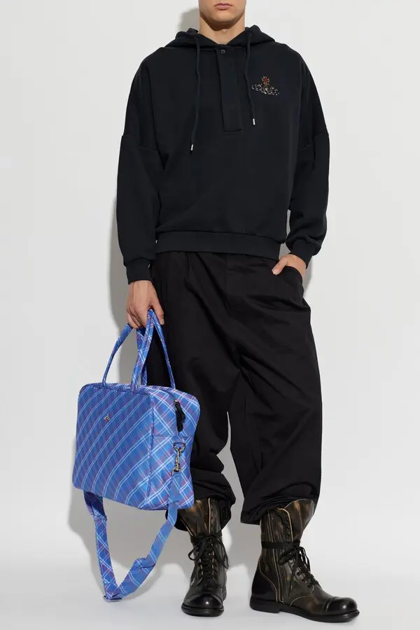 VIVIENNE WESTWOOD Batwing' Embroidered Cotton Hoodie - Navy Blue