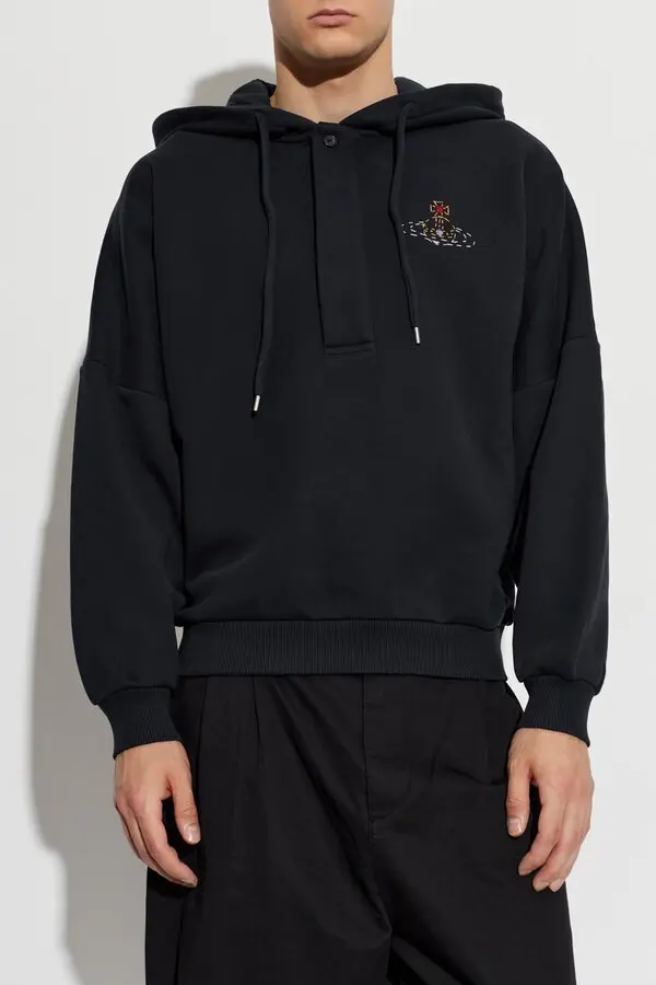 VIVIENNE WESTWOOD Batwing' Embroidered Cotton Hoodie - Navy Blue