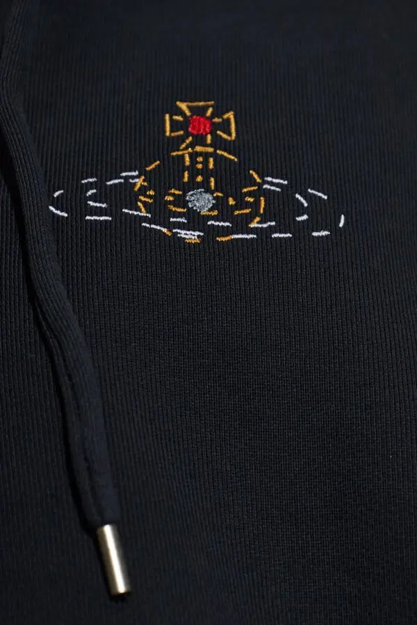 VIVIENNE WESTWOOD Batwing' Embroidered Cotton Hoodie - Navy Blue