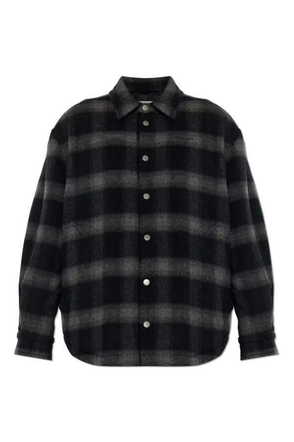 Off-White Wool Blend Plaid Check Jacket