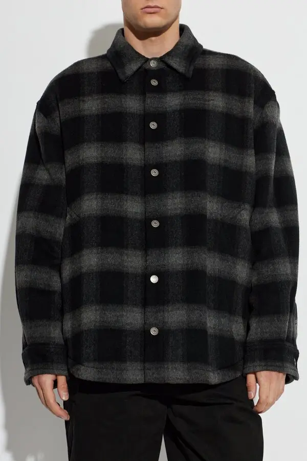 Off-White Wool Blend Plaid Check Jacket