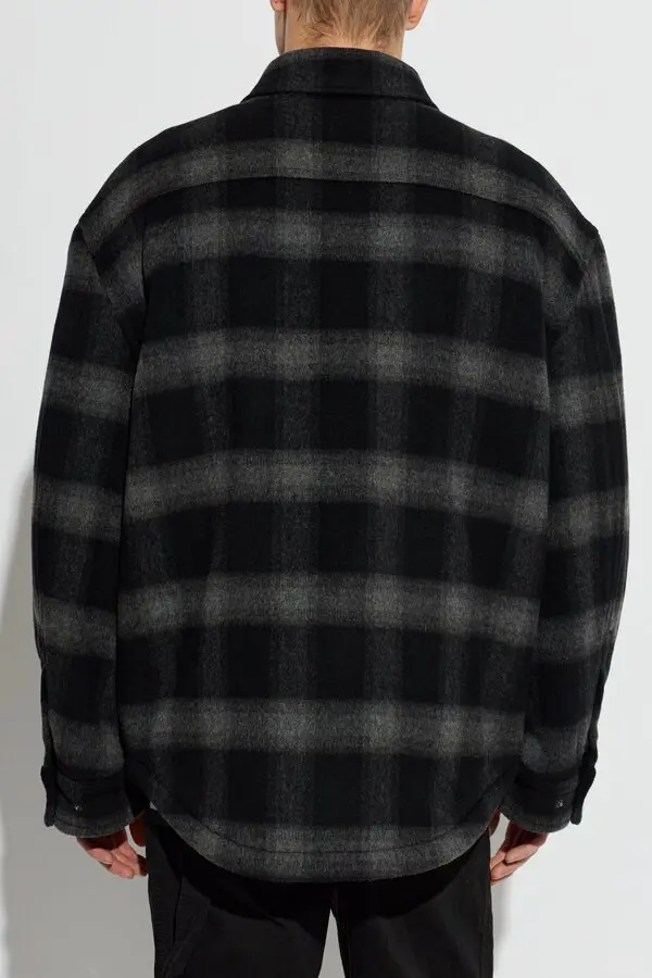 Off-White Wool Blend Plaid Check Jacket