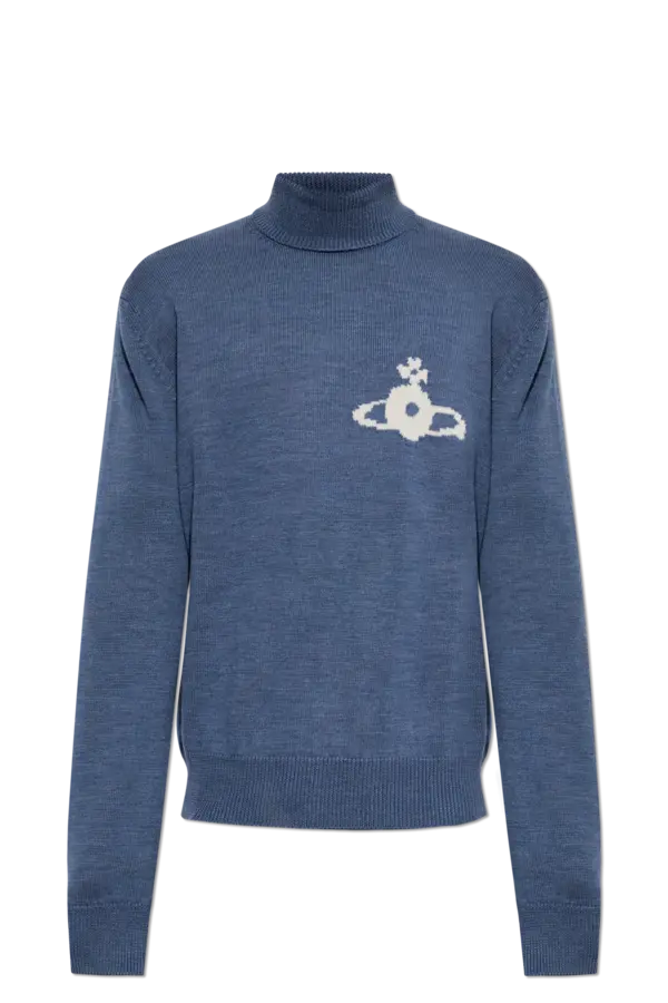 VIVIENNE WESTWOOD Wool Turtleneck With Embroidered Logo - Blue