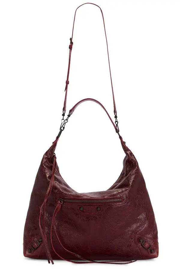 Balenciaga Le City Medium Leather Shoulder Bag - Berry Red
