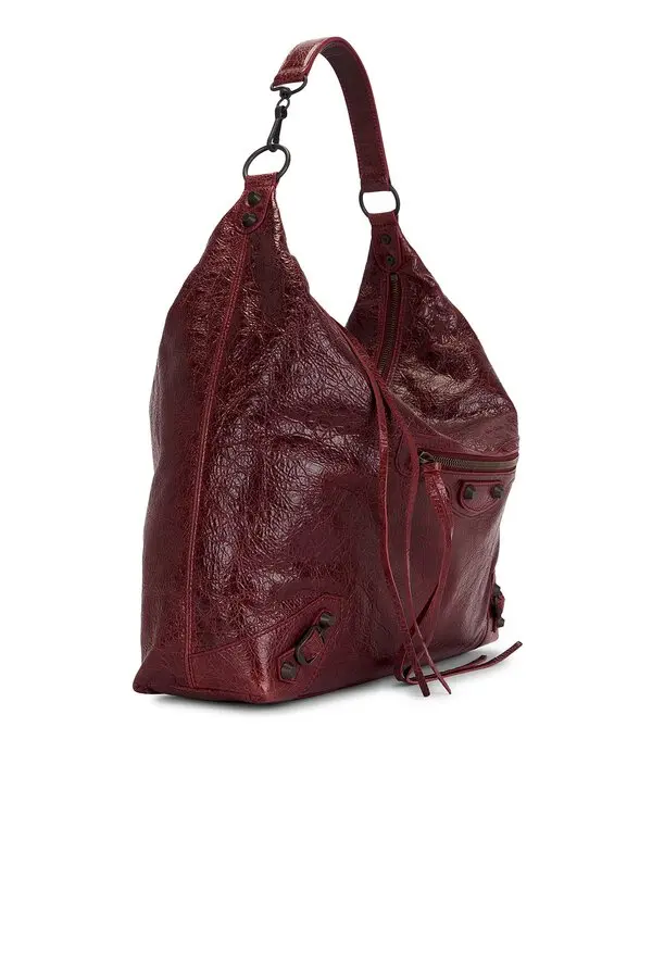 Balenciaga Le City Medium Leather Shoulder Bag - Berry Red