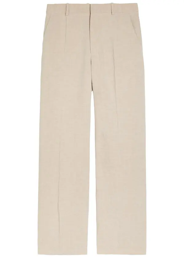 JW Anderson Tailored Cotton And Linen-blend Trousers - Natural