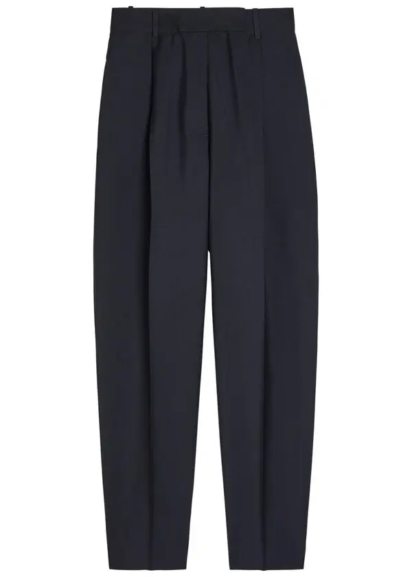 RÓHE Daria Pleated Wool-blend Trousers - Navy