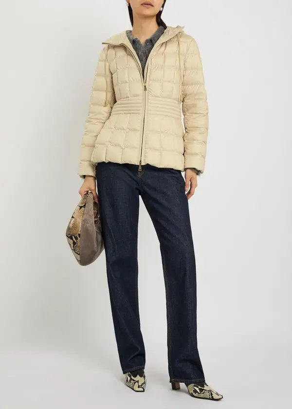 Moncler Engoulevent Hooded Quilted Shell Jacket - Beige