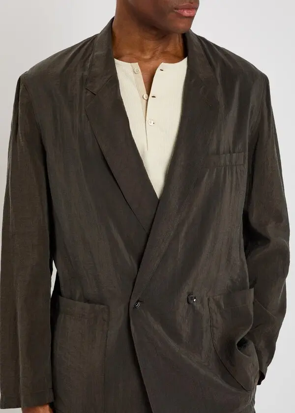 LEMAIRE Double-breasted Silk-blend Blazer - Brown Dark