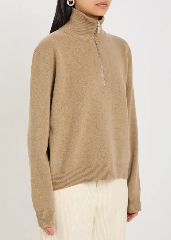 RÓHE Half-zip Wool-blend Jumper - Light Brown