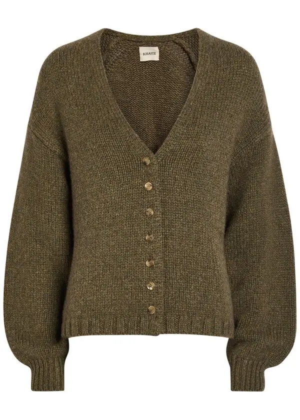 Khaite Axel V-neck Cashmere Cardigan - Khaki